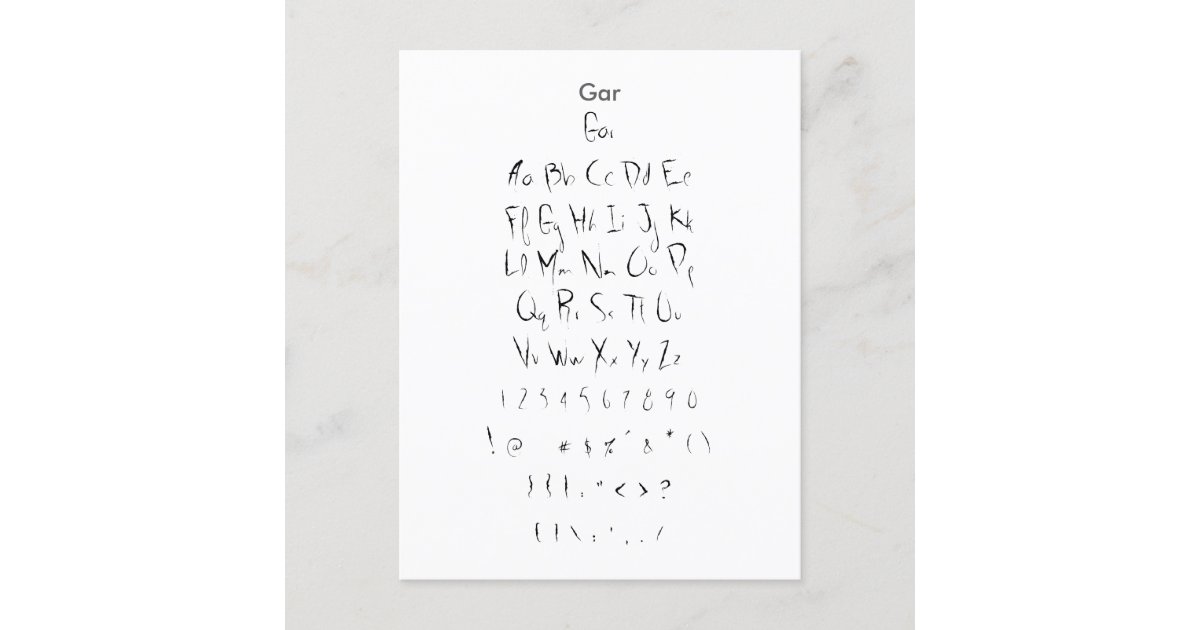 Gar - Zazzle Font Sampler Sheet Postcard | Zazzle