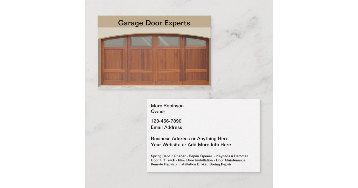 Garage Door Repair And Maintenance Business Cards | Zazzle