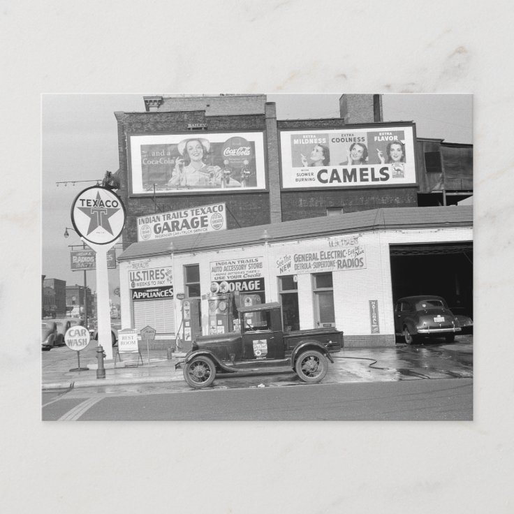 Garage & Gas Station, 1940 Postcard | Zazzle