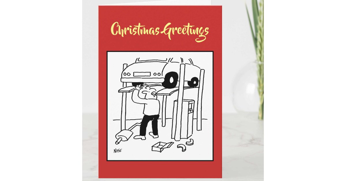 Garage Mechanic Christmas Card | Zazzle