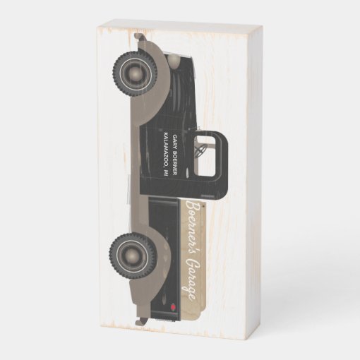 Garage Mechanic Man Cave Old Truck Wood Box Sign | Zazzle
