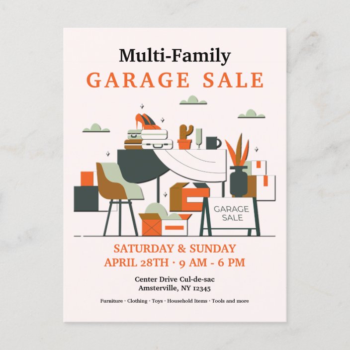 Garage Sale Postcard | Zazzle