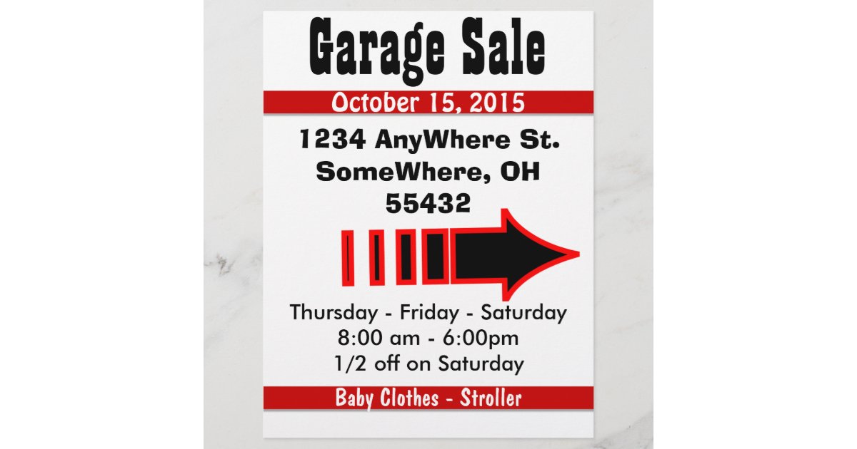 Garage Sale Sign Flyer | Zazzle