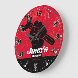 Garage Tools Man Cave Personalizable Retro-Style Large Clock | Zazzle