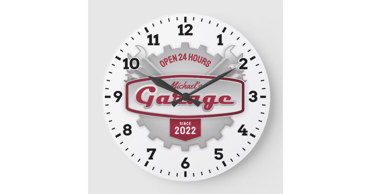 Garage Tools Man Cave Personalizable Wall Clock | Zazzle