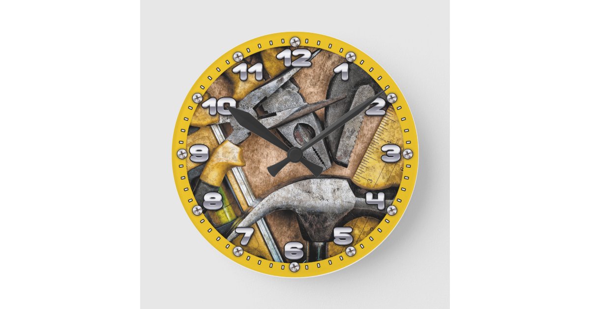 Garage Tools Man Cave Wall Clock | Zazzle