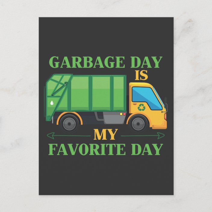 Garbage Day Kids Garbage Truck Trash Recycling Postcard | Zazzle.com