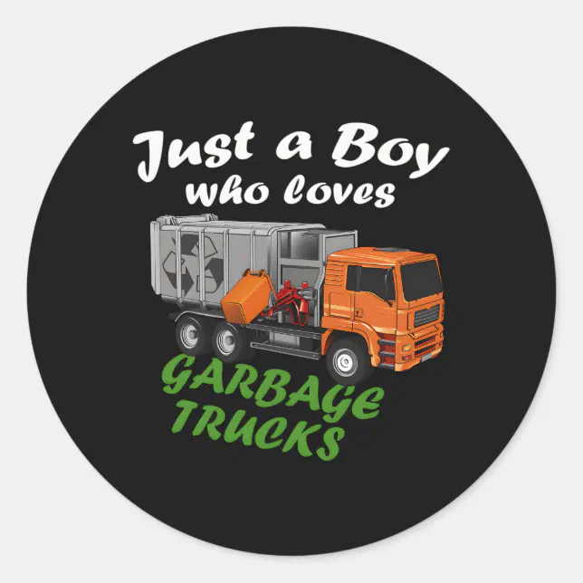 Garbage Day Toddlers Garbage Truck Trash Classic Round Sticker | Zazzle