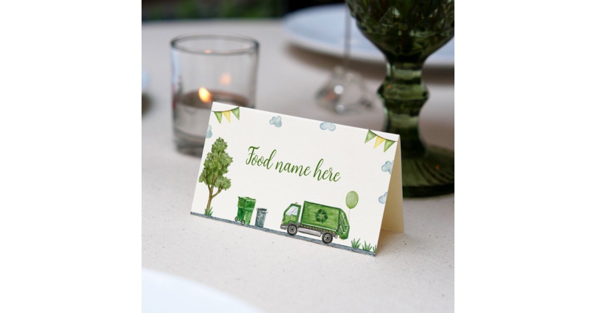 Garbage Trash Truck Tent Place Card | Zazzle