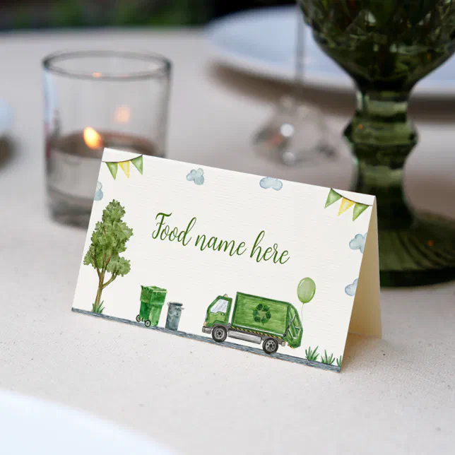 Garbage Trash Truck Tent Place Card | Zazzle