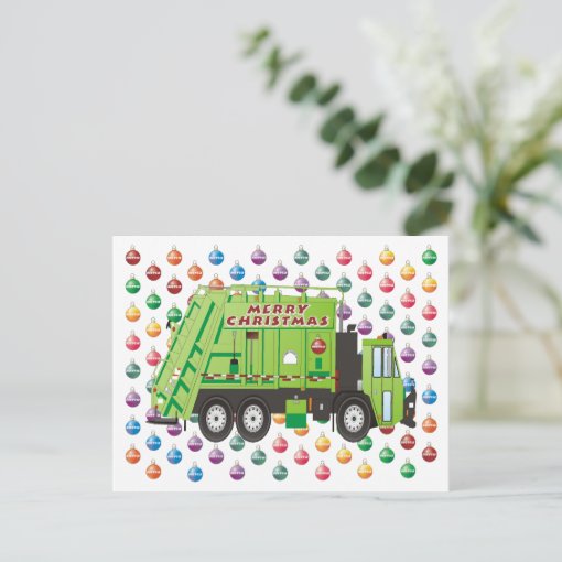 Garbage Truck Christmas Holiday Postcard | Zazzle