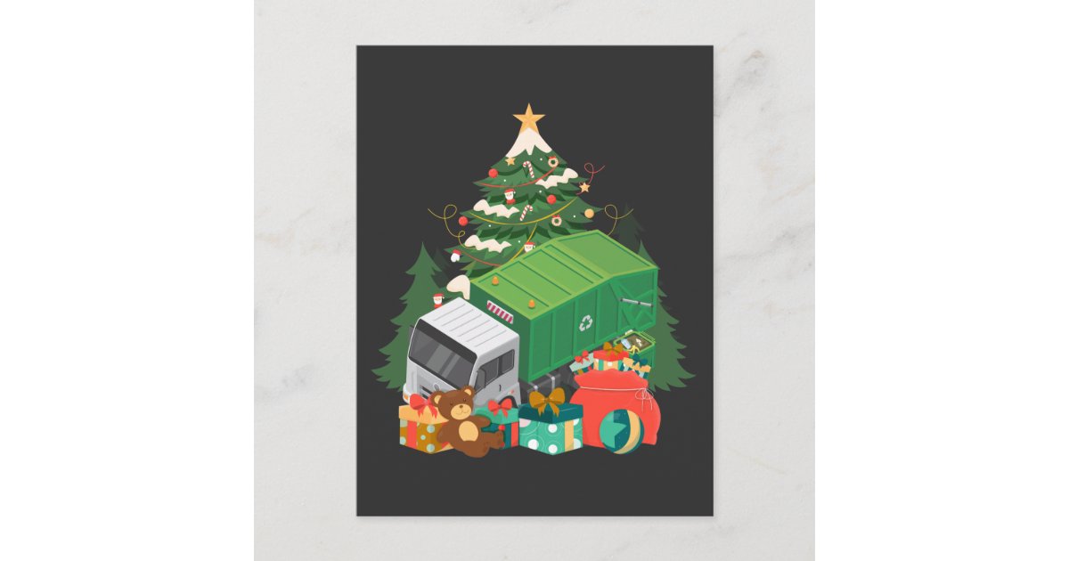 Garbage Truck Christmas Tree Xmas Trucker Postcard | Zazzle