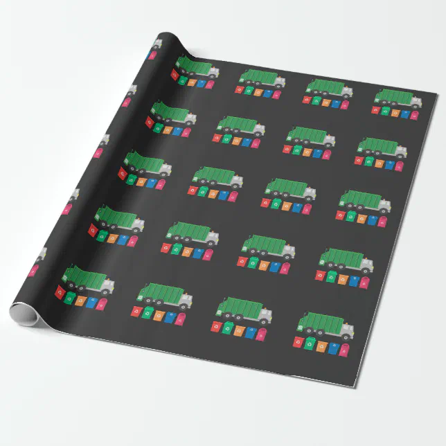 Garbage Truck Gift Trash Truck With Dumpsters Wrapping Paper | Zazzle