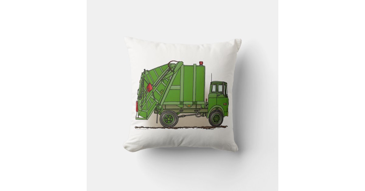 Garbage Truck Green Throw Pillow | Zazzle
