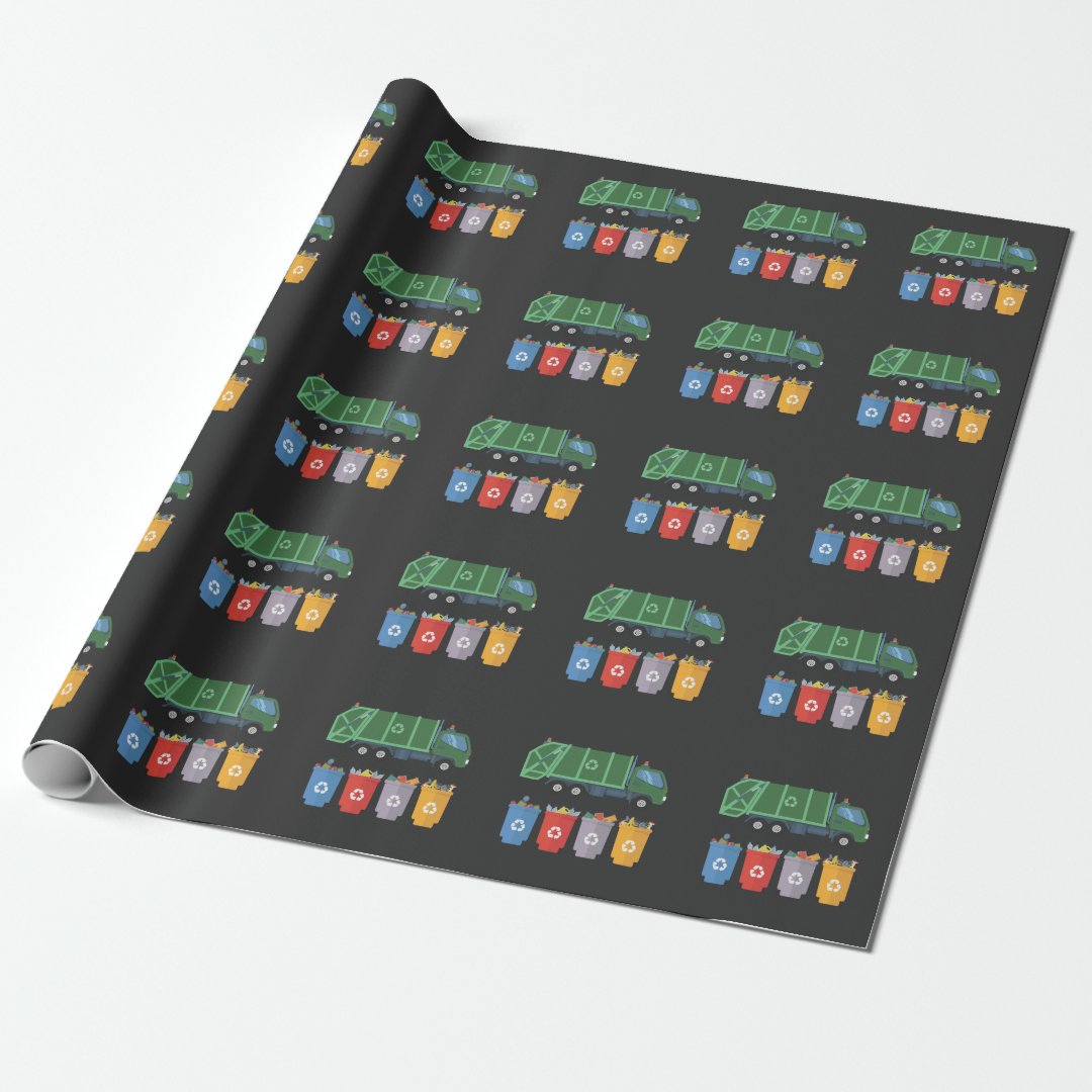 Garbage Truck Kids Trash Recycling Wrapping Paper | Zazzle