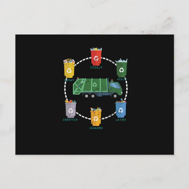 Garbage Truck Recycle Reuse Save Mother Earth Day Holiday Postcard | Zazzle
