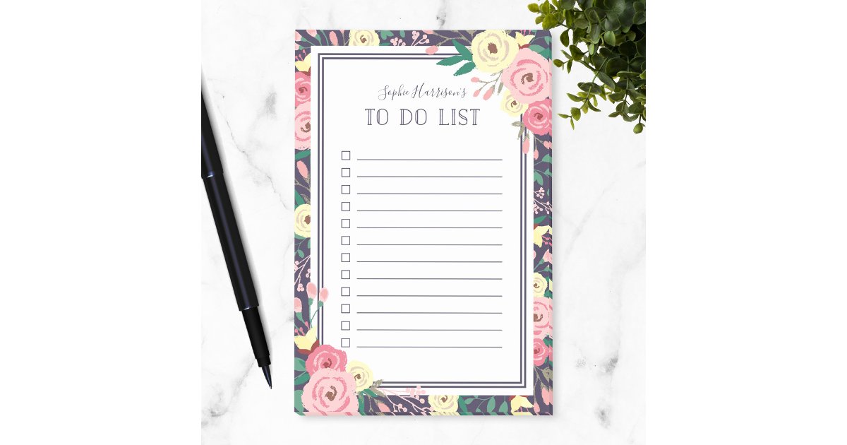 Garden Blooms Floral Pink To Do List Post-it Notes | Zazzle