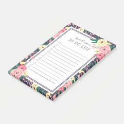 Garden Blooms Floral Pink To Do List Post-it Notes | Zazzle