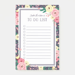 Garden Blooms Floral Pink To Do List Post-it Notes | Zazzle