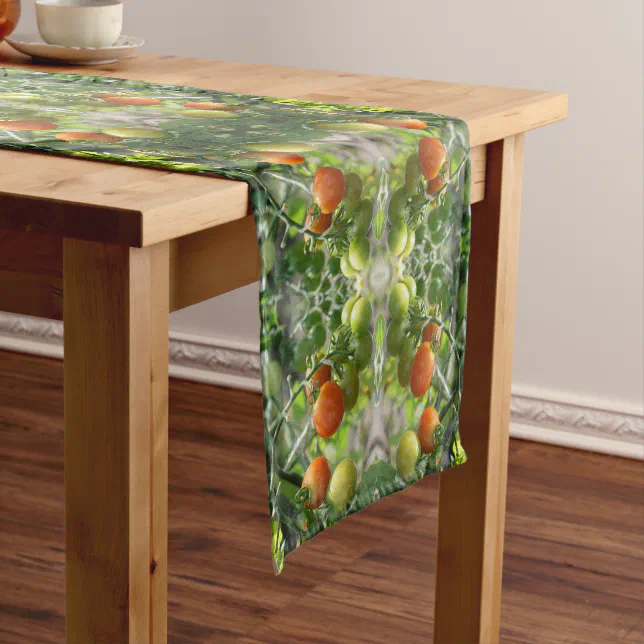 Garden Cherry Tomatoes Abstract Nature Short Table Runner | Zazzle