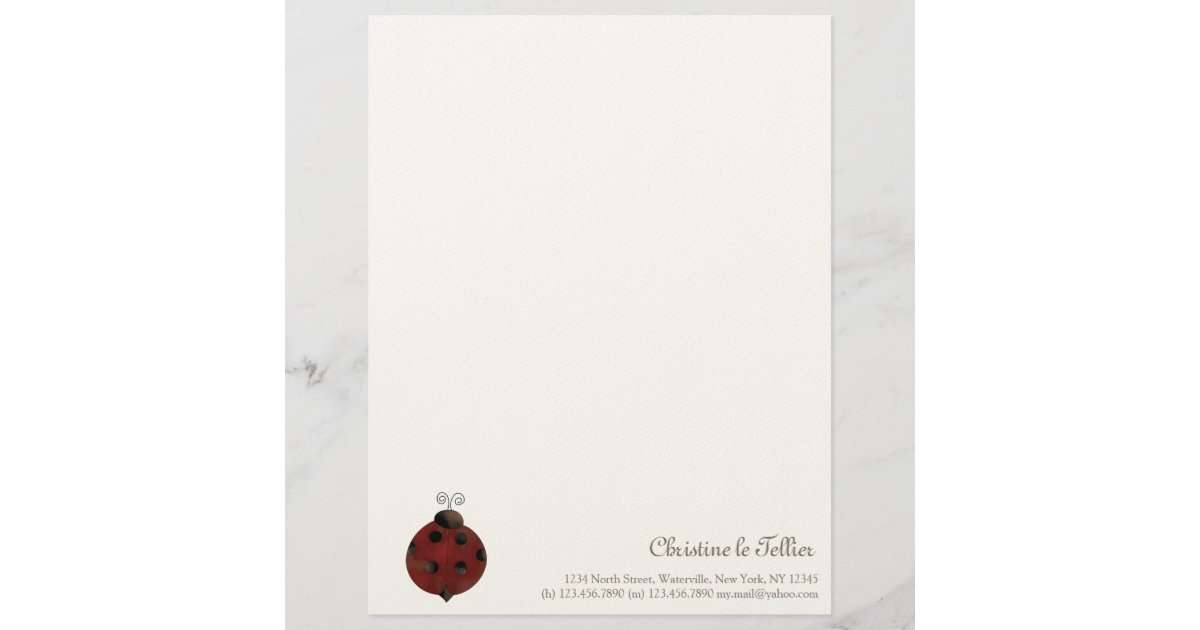 Garden Collection · Ladybug Letterhead | Zazzle