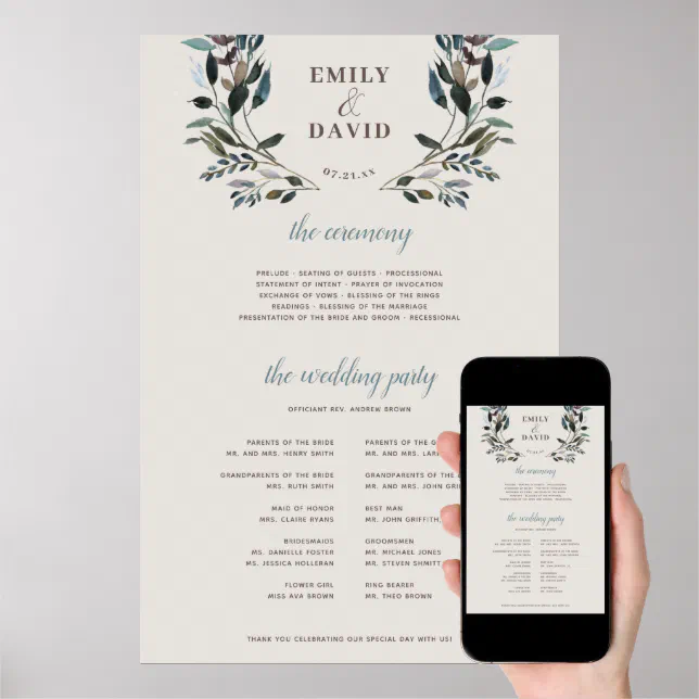 Garden Crest | Eggshell | Ceremony Program Sign | Zazzle