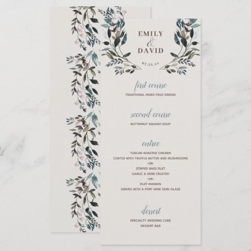Garden Crest | Eggshell | Wedding 4 Course Menu | Zazzle