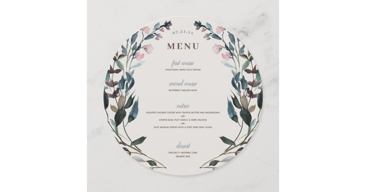 Garden Crest | Eggshell | Wedding Circle Menu | Zazzle