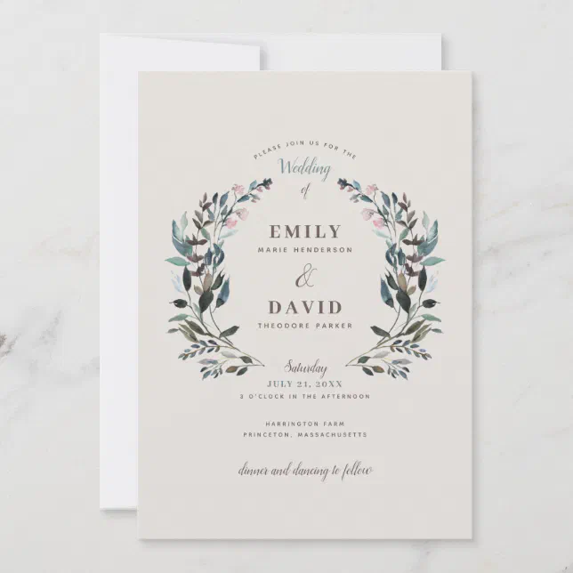 Garden Crest | Eggshell | Wedding Invitation | Zazzle