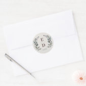 Garden Crest | Eggshell | Wedding Monogram Date Classic Round Sticker ...