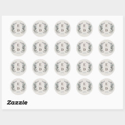 Garden Crest | Eggshell | Wedding Monogram Date Classic Round Sticker ...