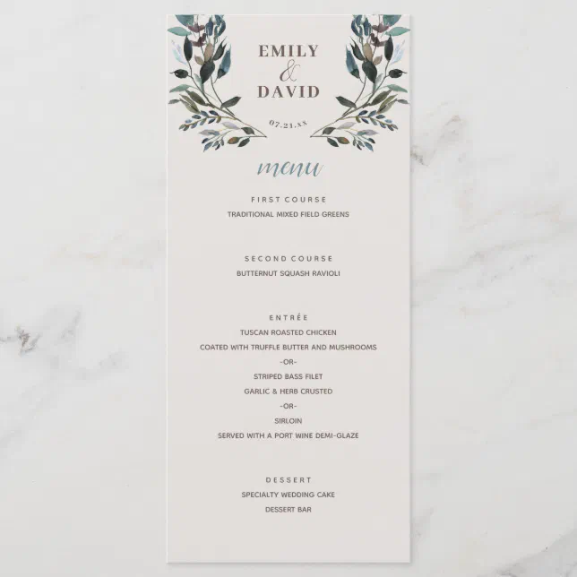 Garden Crest | Eggshell | Wedding Names Menu | Zazzle