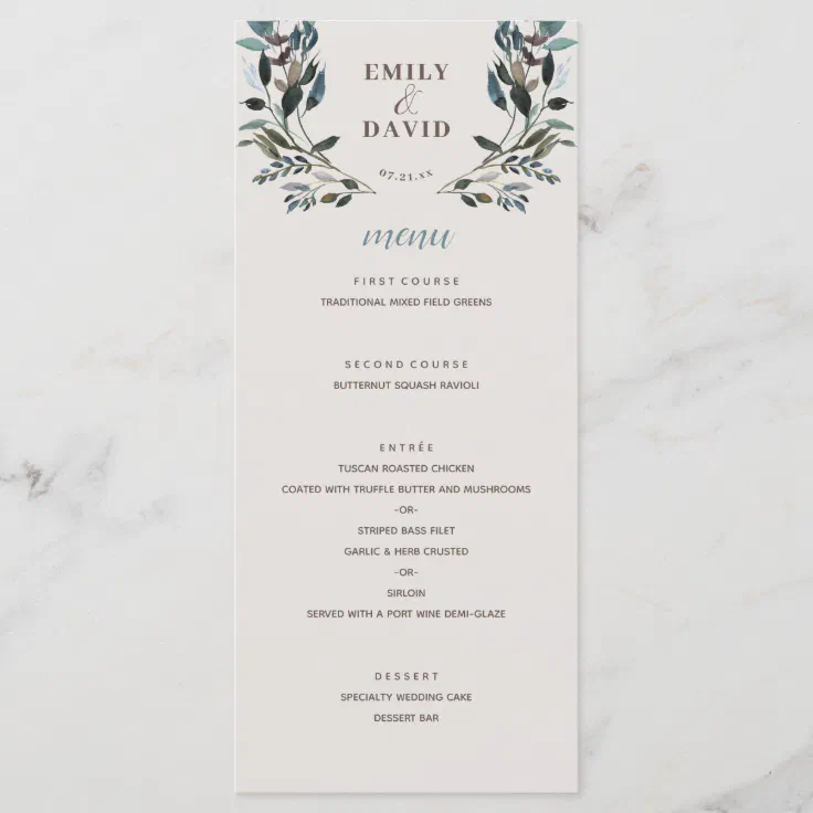 Garden Crest | Eggshell | Wedding Names Menu | Zazzle