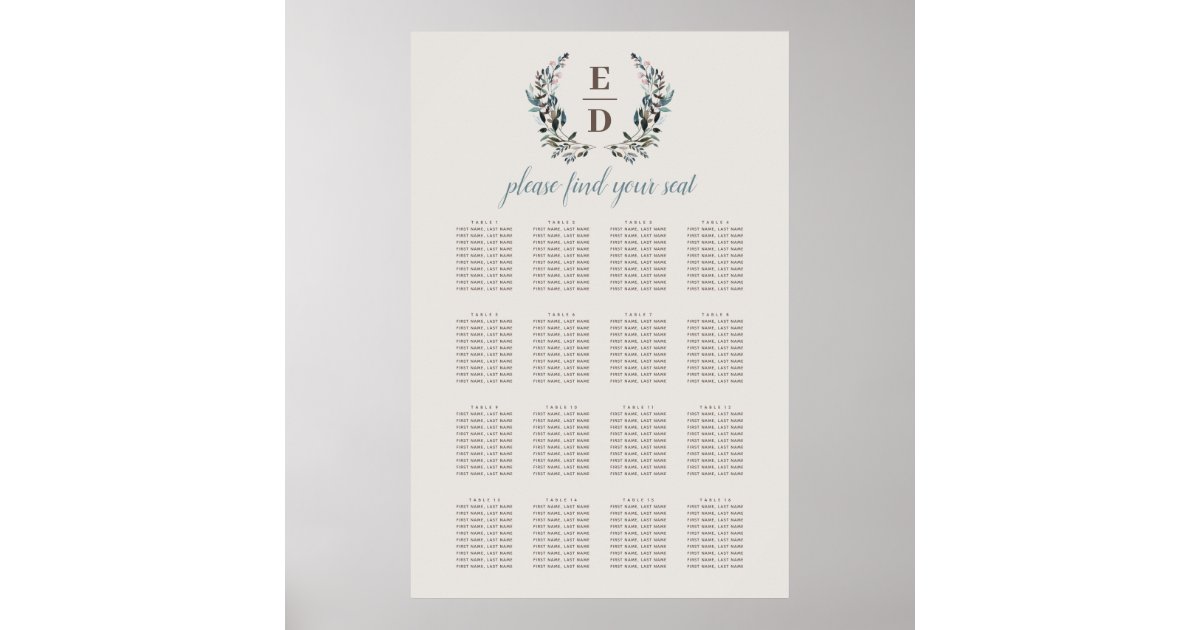 Garden Crest | Eggshell | Wedding Seating Chart | Zazzle