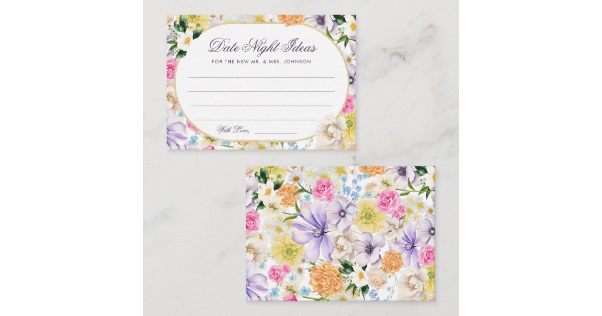 Garden Fantasy | Date Night Ideas Bridal Shower Enclosure Card | Zazzle