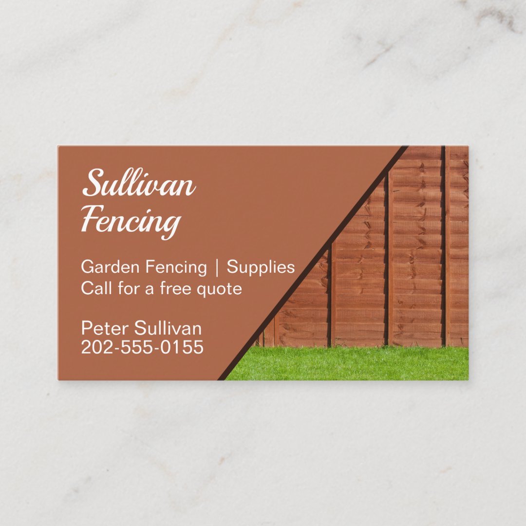 Garden Fencing Construction Business Card | Zazzle