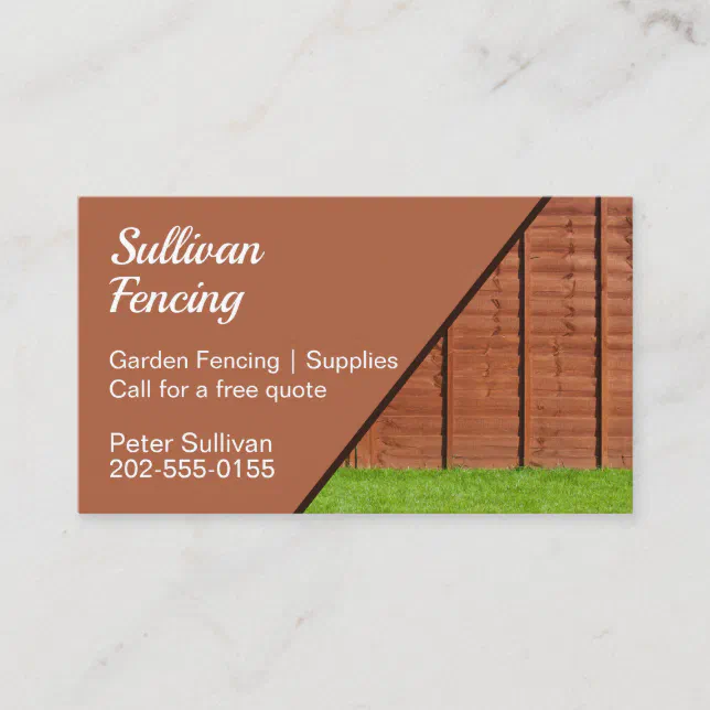 Garden Fencing Construction Business Card | Zazzle