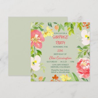 Garden Floral Border Birthday Party Invitation | Zazzle