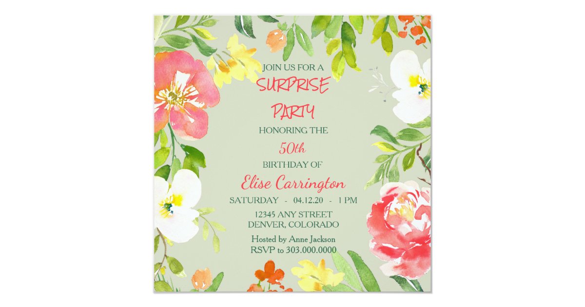 Garden Floral Border Birthday Party Invitation | Zazzle.com