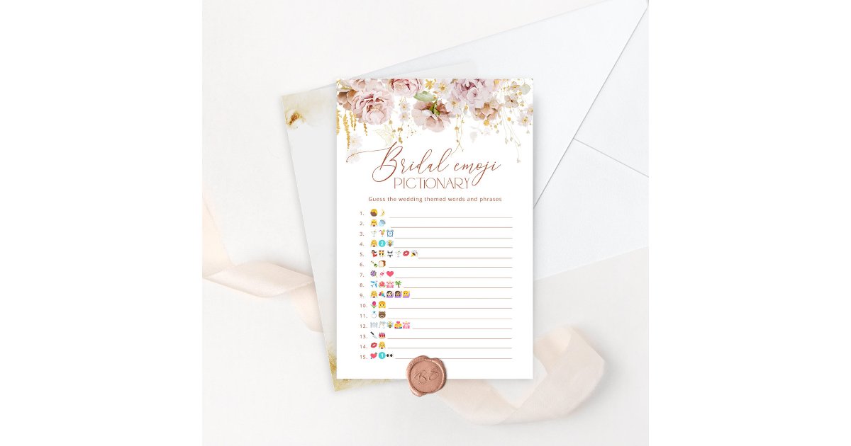 Garden floral bridal emoji pictionary game | Zazzle