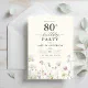 Garden Floral Calligraphy 80th Birthday Invitation | Zazzle
