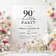 Garden Floral Calligraphy 90th Birthday Acrylic Invitations | Zazzle