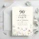 Garden Floral Calligraphy 90th Birthday Invitation | Zazzle