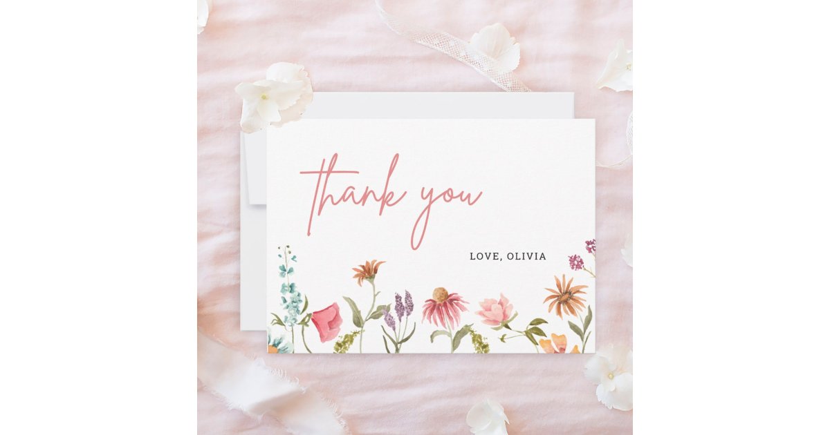 Garden Floral Little Wildflower Thank You | Zazzle