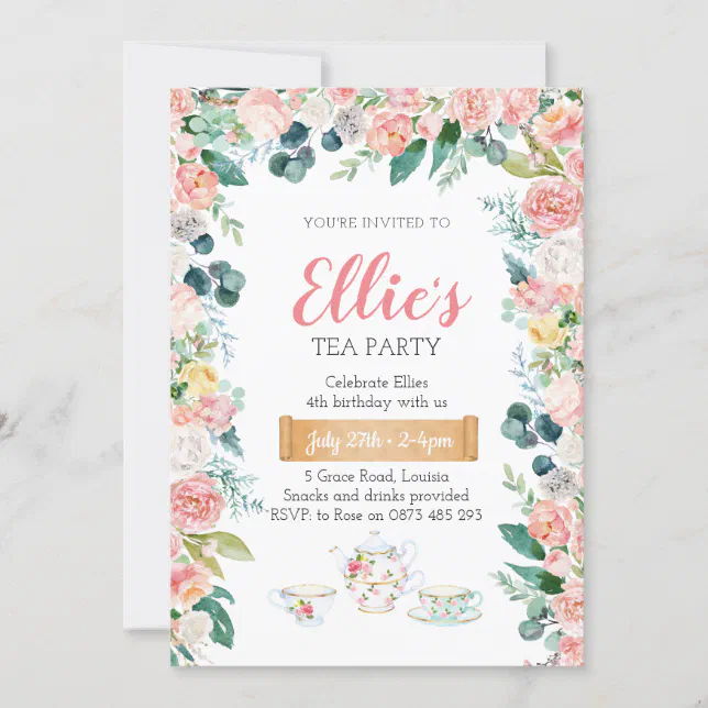 Garden floral tea party invitation | Zazzle