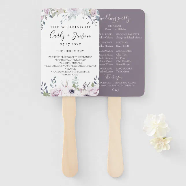 Garden Floral Wedding Program Hand Fans | Zazzle