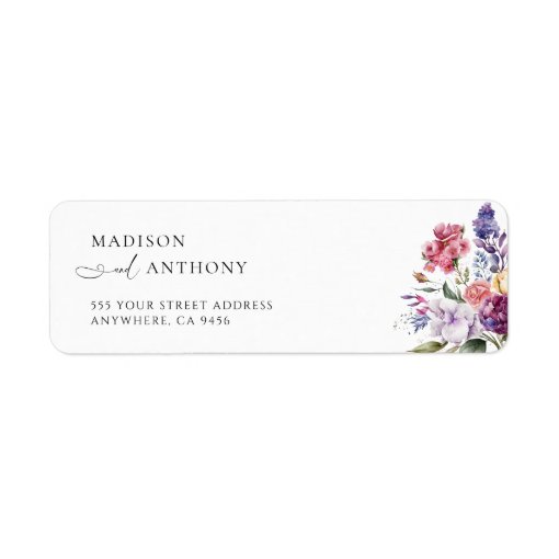 Garden Flower Calligraphy Return Address Label | Zazzle