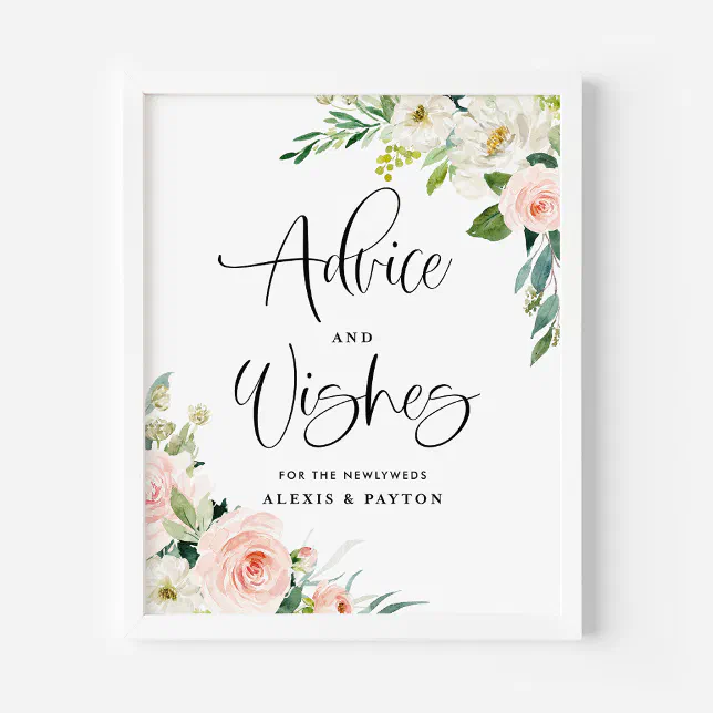 Garden Flowers Advice and Well Wishes Wedding Poster | Zazzle