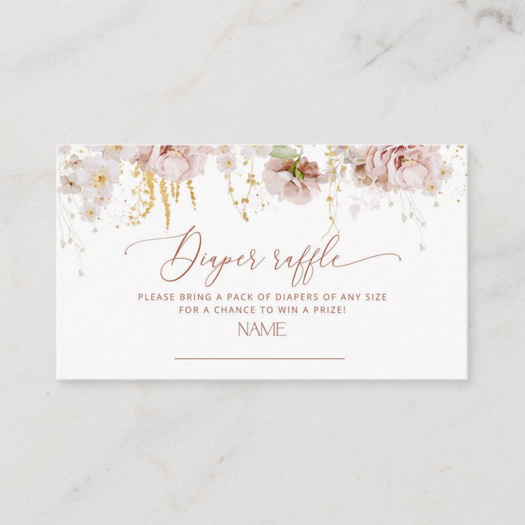 Garden flowers boho diaper raffle ticket enclosure card | Zazzle