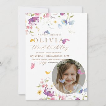 Garden Flowers Colorful Photo Invitation | Zazzle